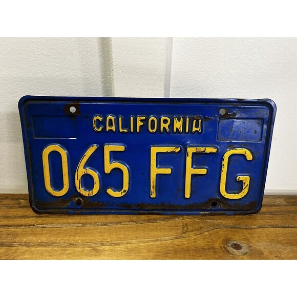 Other | Vintage Yellow On Blue California License Plate 197s 1980s 065 ...